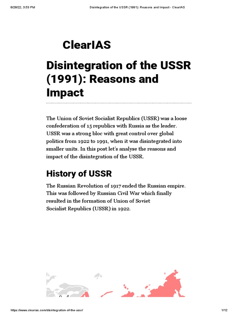 Disintegration of The USSR (1991) - Reasons and Impact - ClearIAS | PDF ...