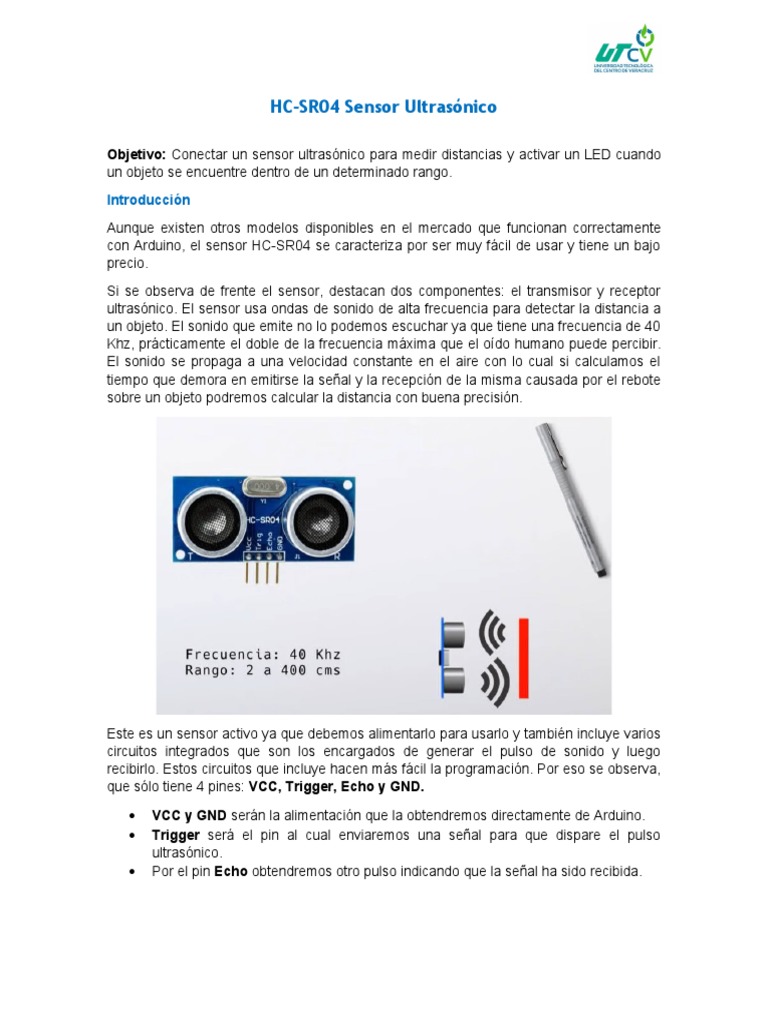 Práctica 1 Sensor Ultrasónico | PDF | Ultrasonido | Sonido