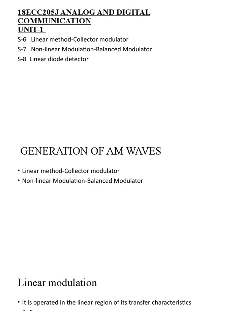 An Overview Of Linear And Non Linear Modulation Techniques For