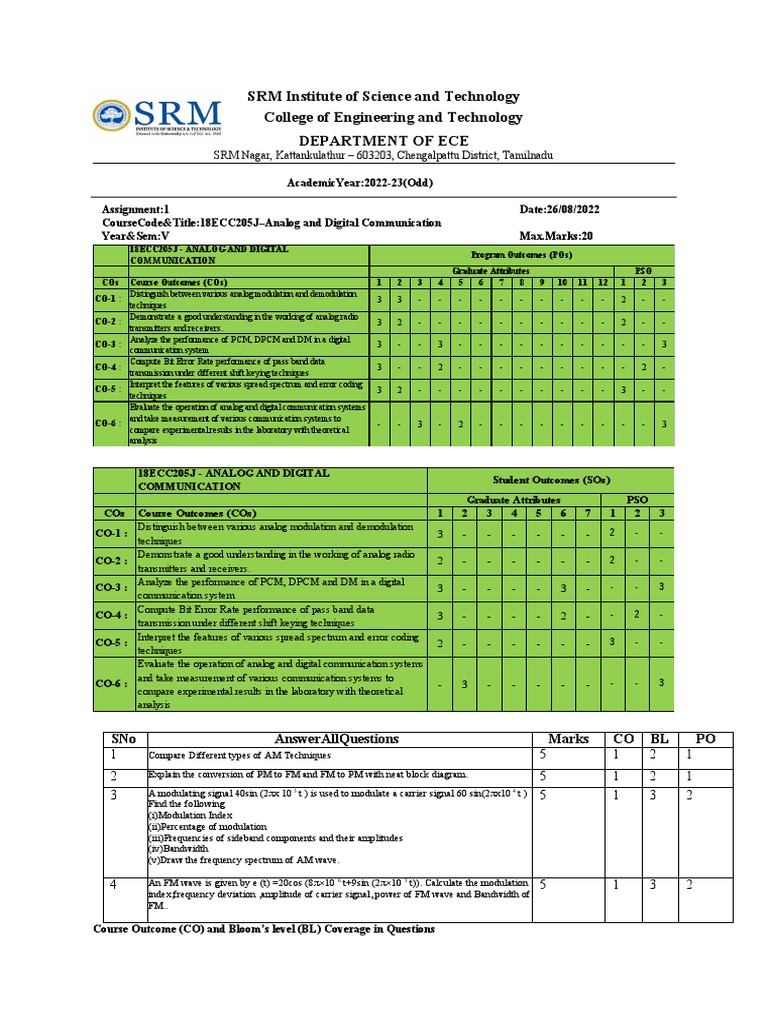 Assign - 1-ADC | PDF | Frequency Modulation | Data Transmission