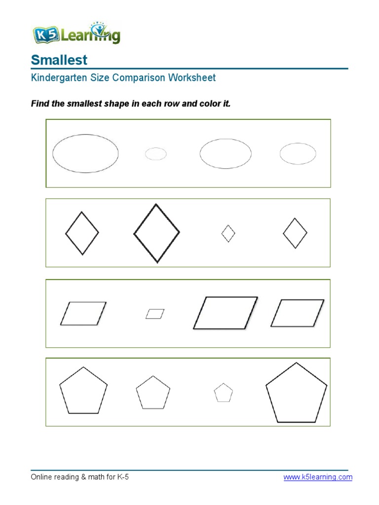 Kindergarten Smallest Shape 3 | PDF