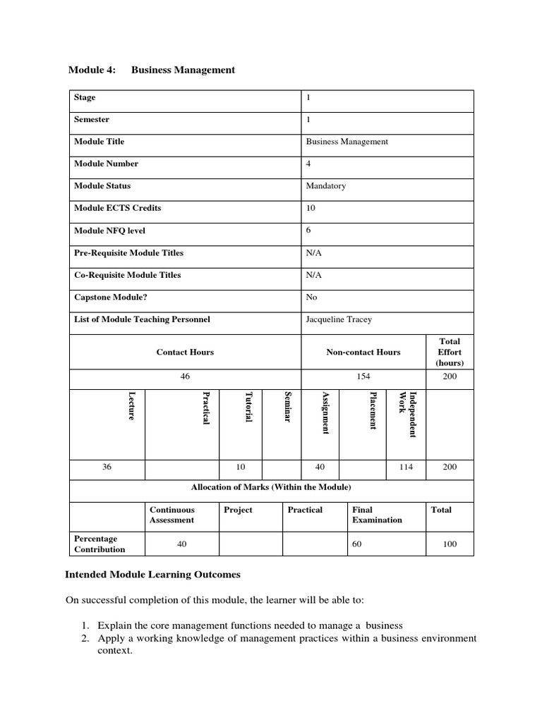 Module 4 Business Management | PDF | Learning | Lecture