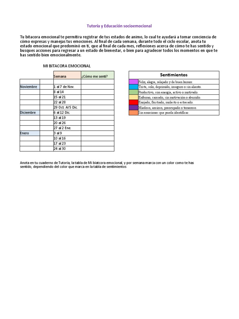 Bitácora Emocional Semanal | PDF