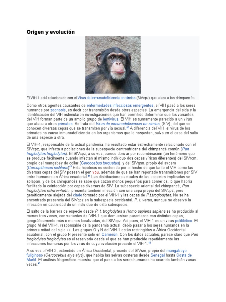 Origen del VIH y su evolución | PDF | VIH | Chimpancé