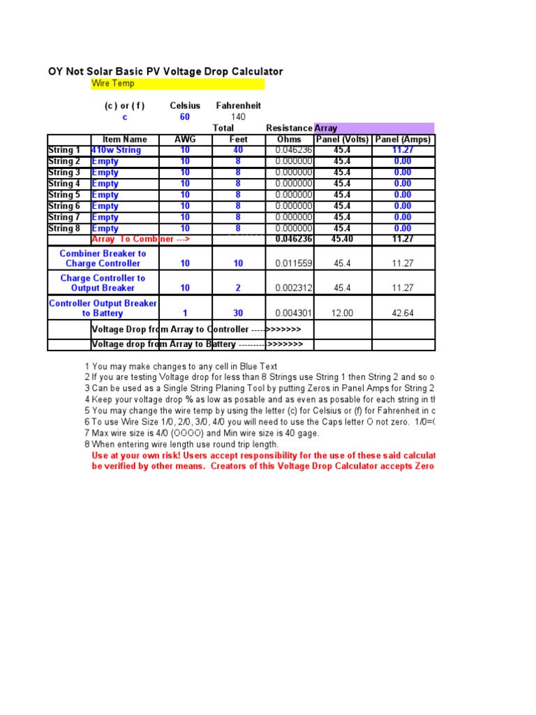 Basic Voltage Drop Calculator | Electricity | Electromagnetism