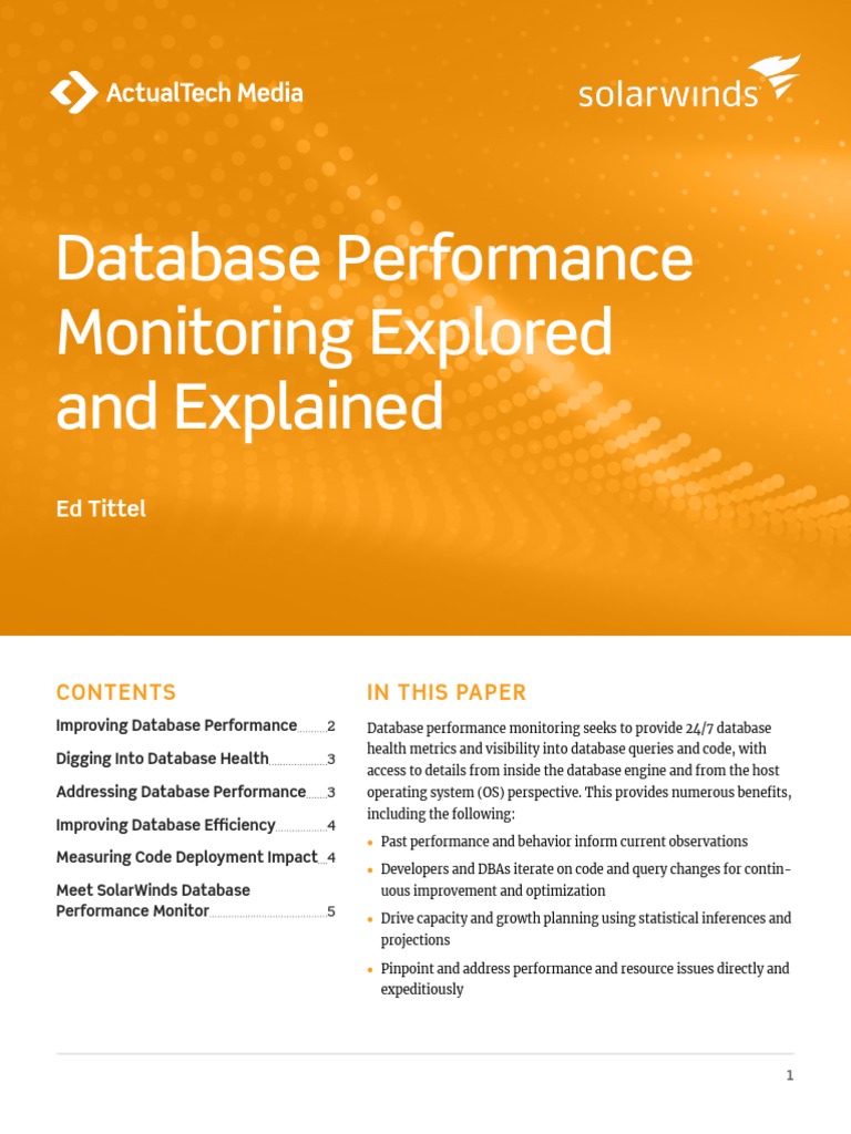 Database Performance Monitoring Explored Explained | PDF | Databases | Cloud Computing