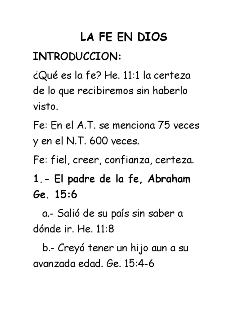 La Fe en Dios | PDF | Oración | Creencia religiosa y doctrina