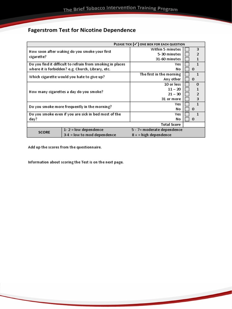 Fagerstrom Test | PDF