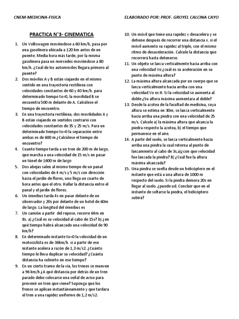 Practica N 3-Fisica | PDF | Velocidad | Aceleración