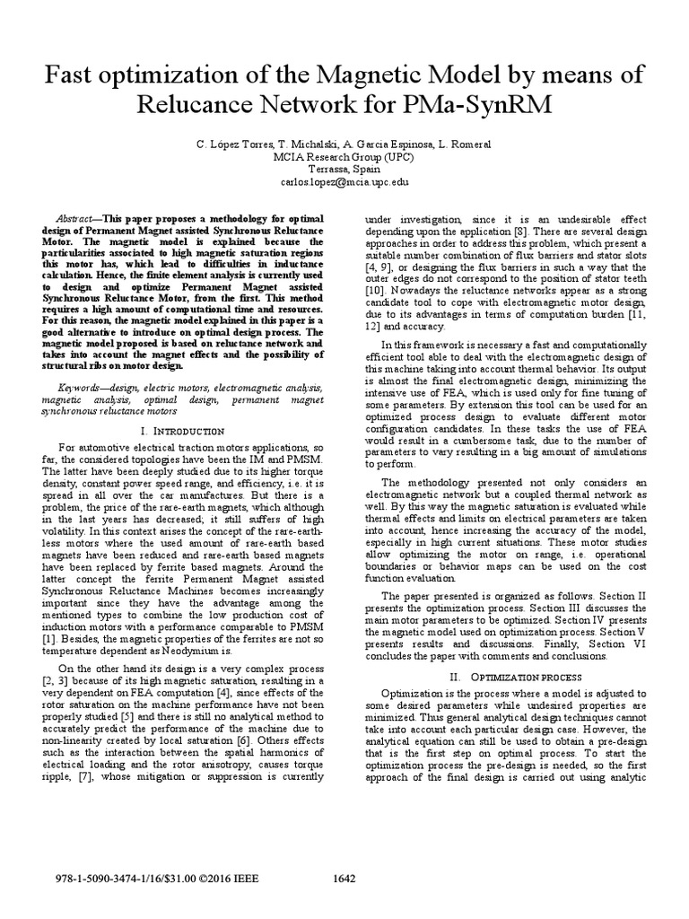 Fast Optimization of The Magnetic Model by Means of Reluctance Network ...