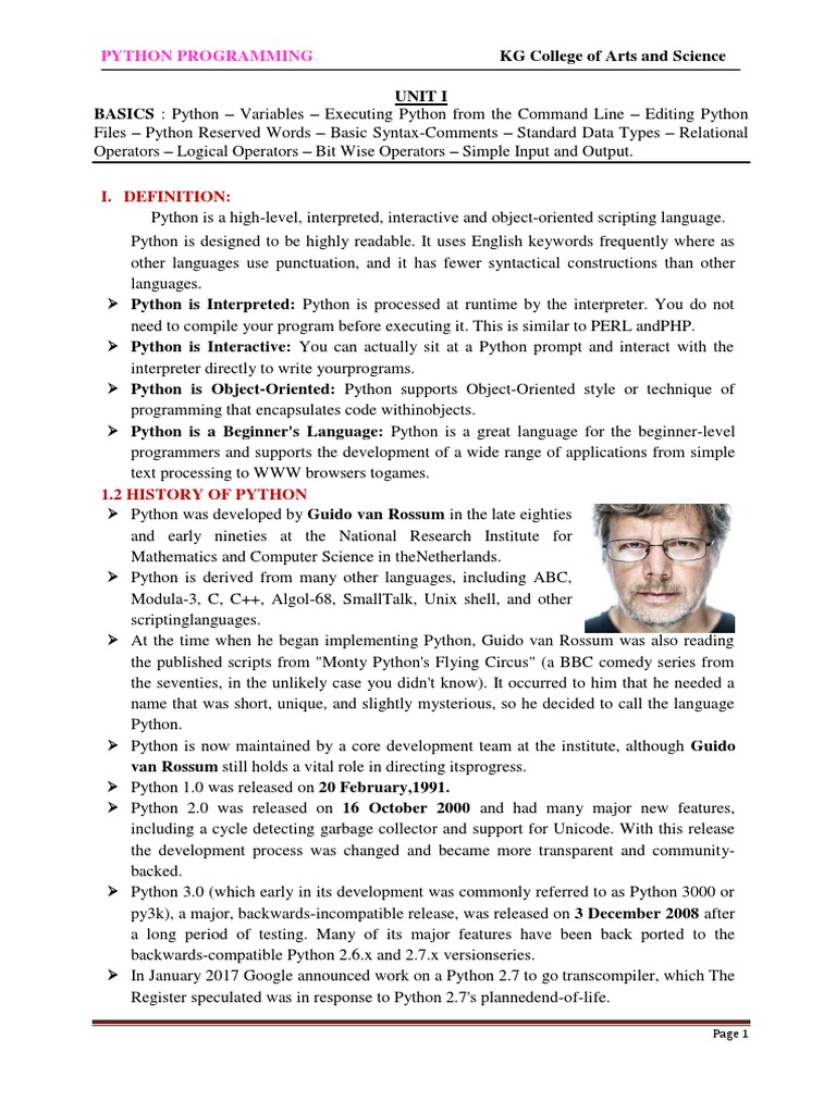 All 5 Units-Python Programming | Download Free PDF | Python (Programming Language) | Reserved Word