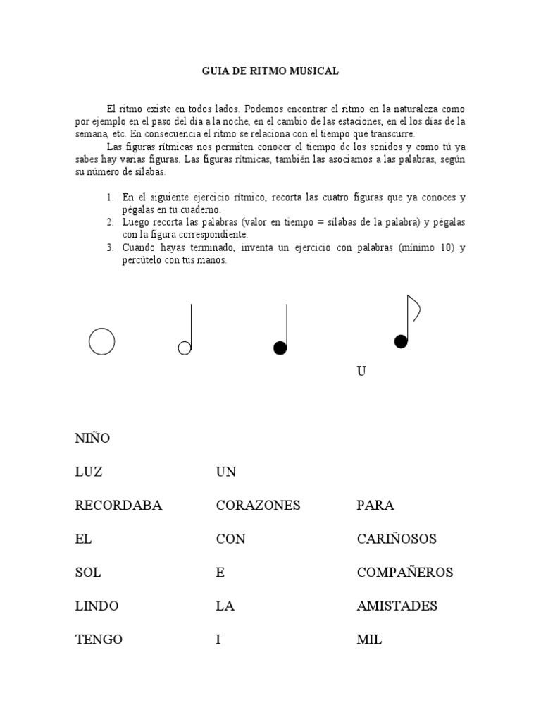 Guia de Ritmo Musical | PDF | Artes del Lenguaje y Comunicación ...