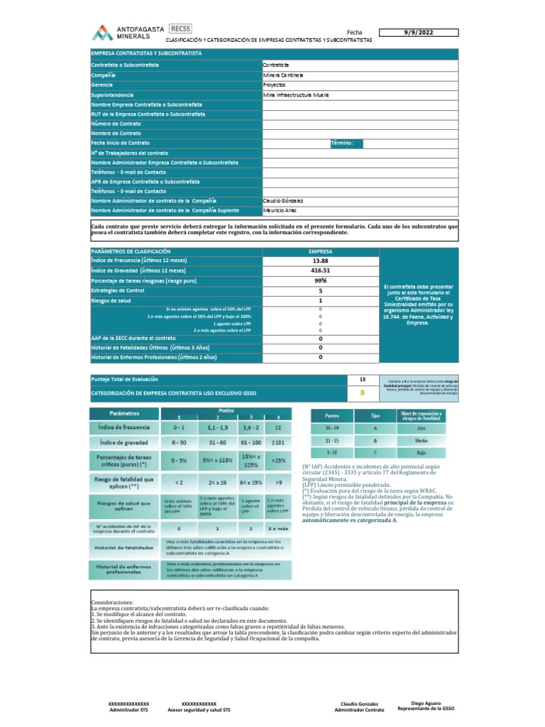 Categorización RECSS Rev.1 STS Final | PDF