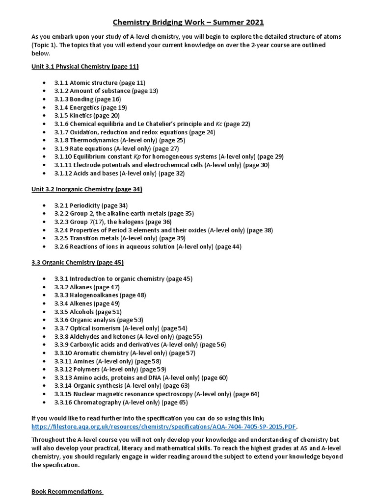 Chemistry Bridging Work | PDF | International System Of Units | Chemistry