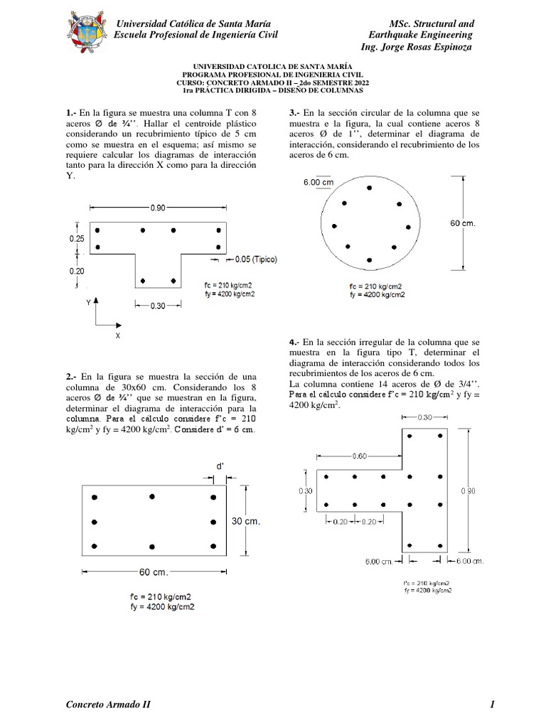 1ra PRACTICA COLUMNAS CONCRETO ARMADO 2 UCSM 2do SEM 2022 | PDF