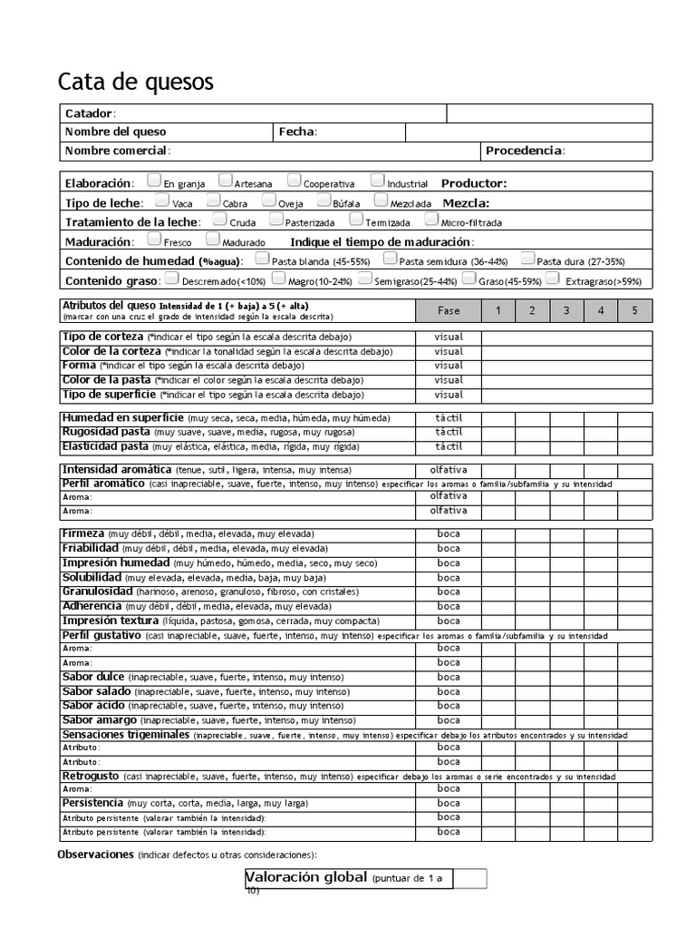Hoja de Perfil - Queso | PDF | Queso | Leche