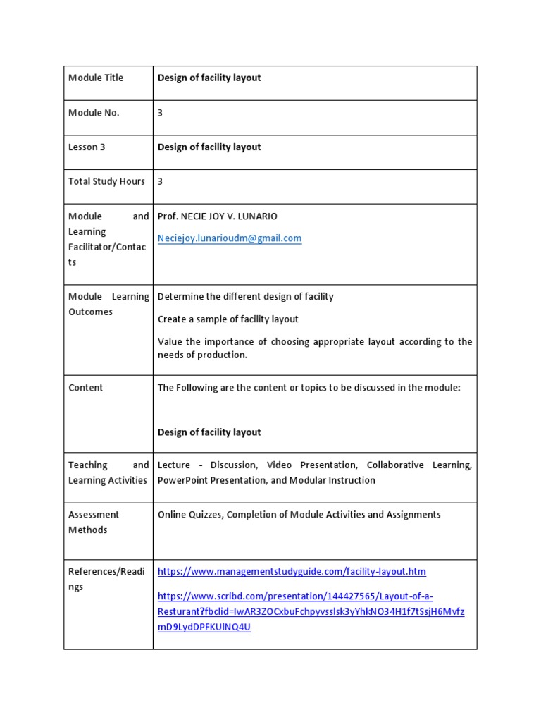 Facility Layout Design Principles | PDF | Learning | Design