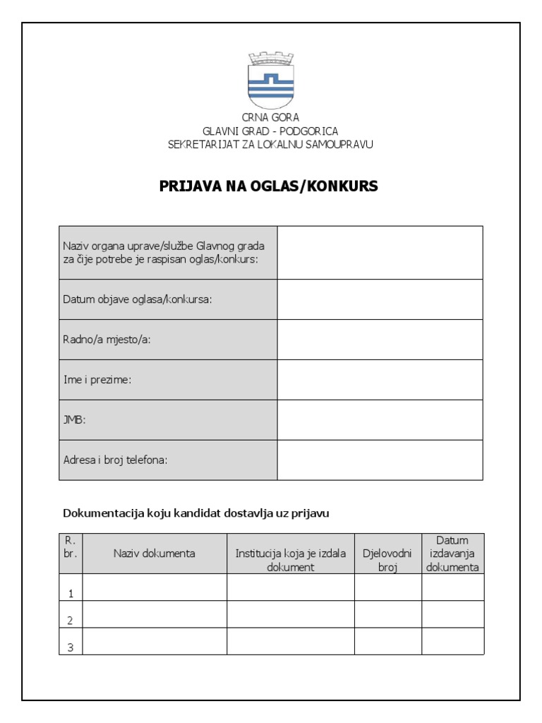 5f927a0d3dfc5 - Prijava Na Oglas Konkurs | PDF