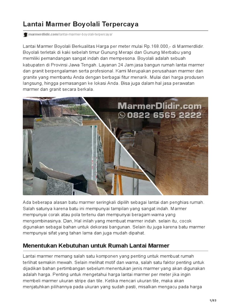 Lantai Marmer Boyolali Terpercaya | PDF