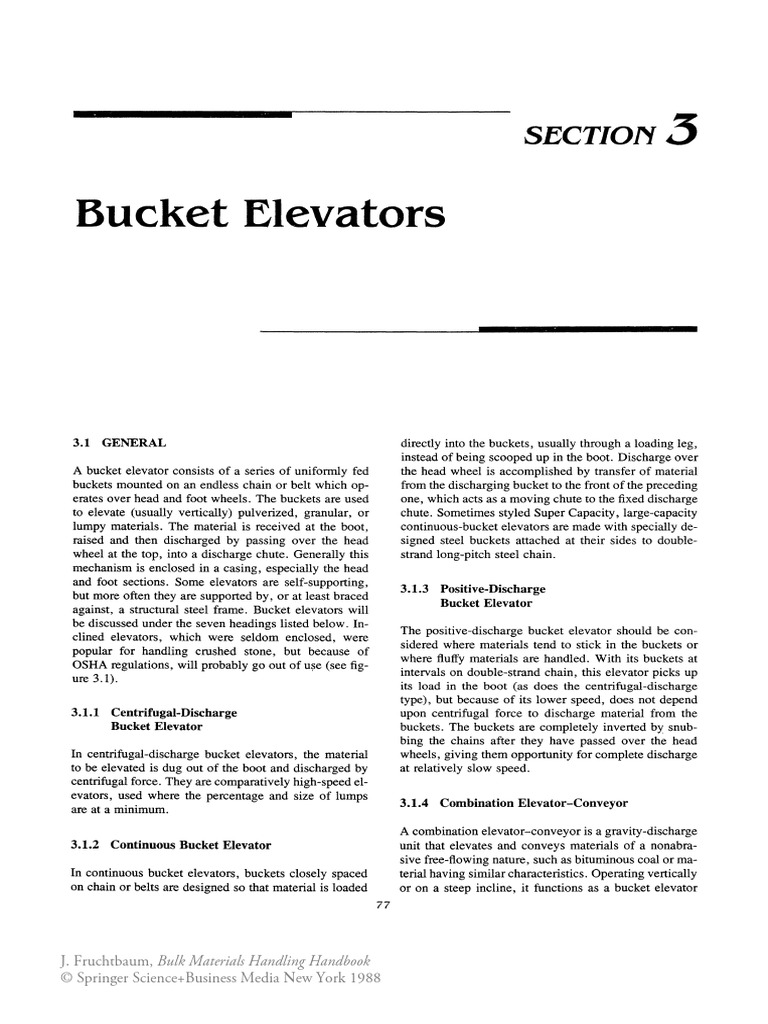 Bucket Elevators: Sbction | PDF | Elevator | Manufactured Goods