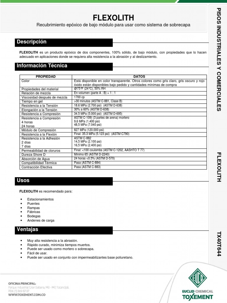Flexolith 1 | PDF | Hormigón | Materiales de construcción