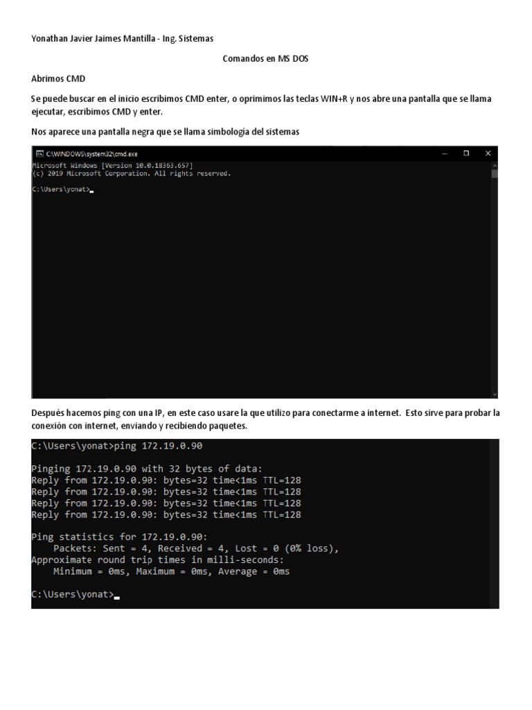 Comandos en MS DOS | PDF