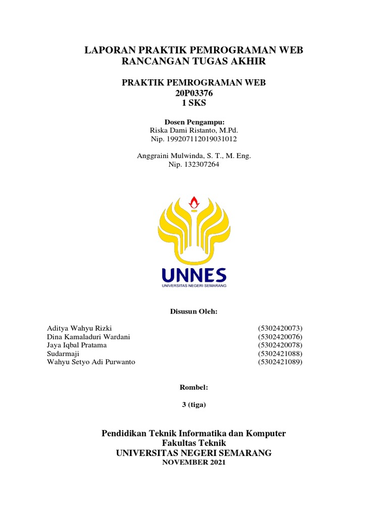 Ujian Tengah Semester - Pemrograman Web - Kelompok 3 - Rombel 3 | PDF | Komputer | Teknologi ...