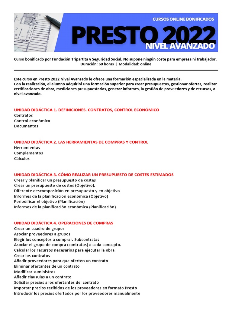 Presto 2022 Avanzado | PDF | Presupuesto | Autodesk Revit