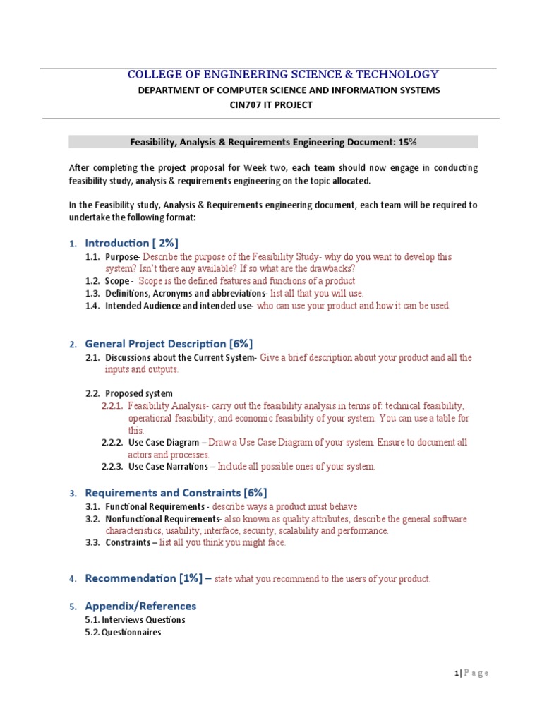 CIN707 Feasibility Survey, Analysis Requirements Document | PDF | Use Case | Feasibility Study