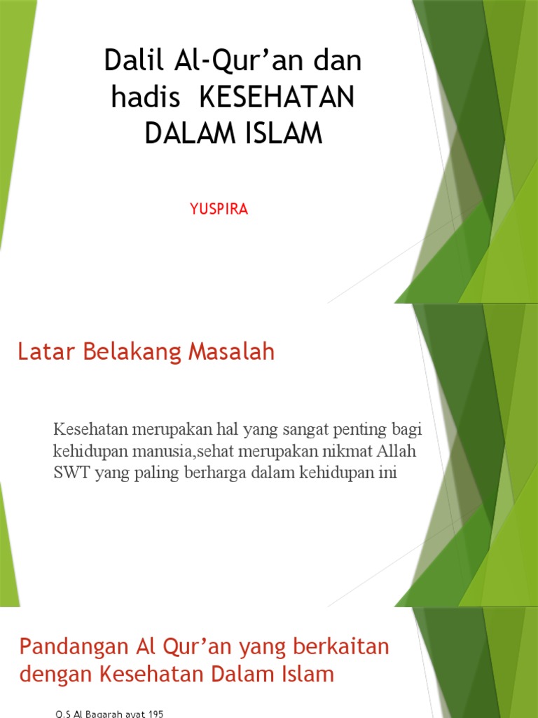 Dalil Al Qur'an Dan Hadis KESEHATAN DALAM ISLAM | PDF