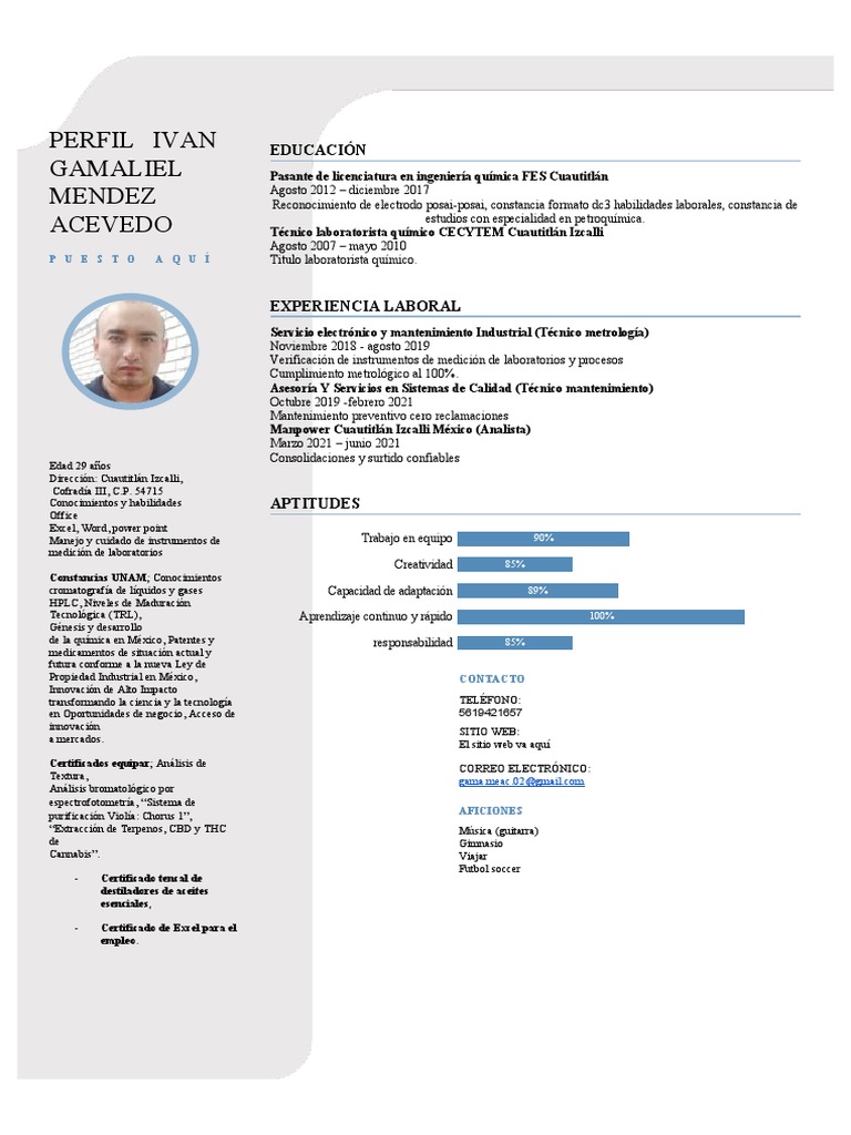 Curriculum Ivan 1 | PDF | Química | Science
