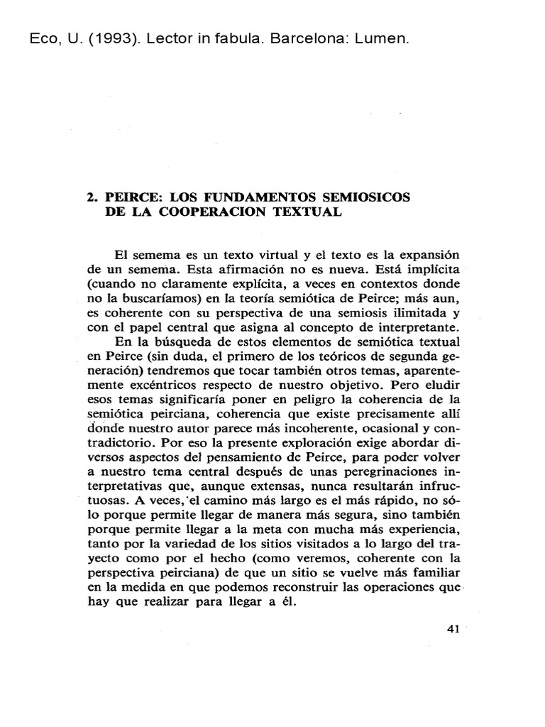 Eco, U. Capítulos 2, 3 y 8, de Lector in Fábula. | PDF | Charles ...