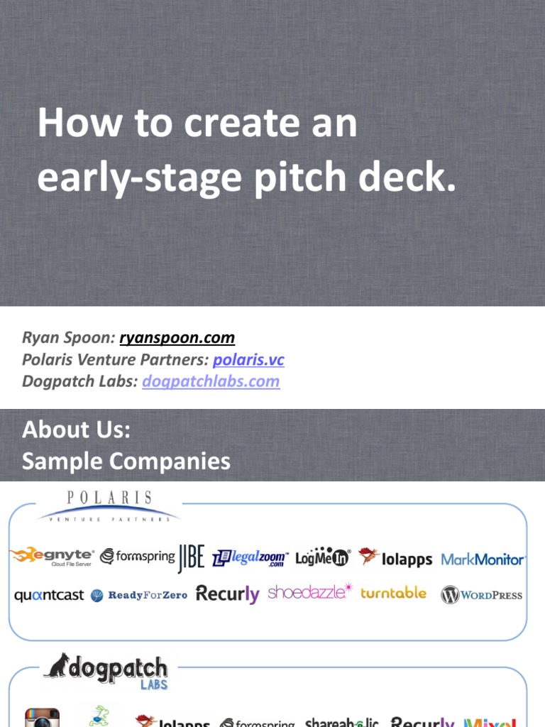 Early-Stage Pitch Deck Guide | PDF | Business | Economies