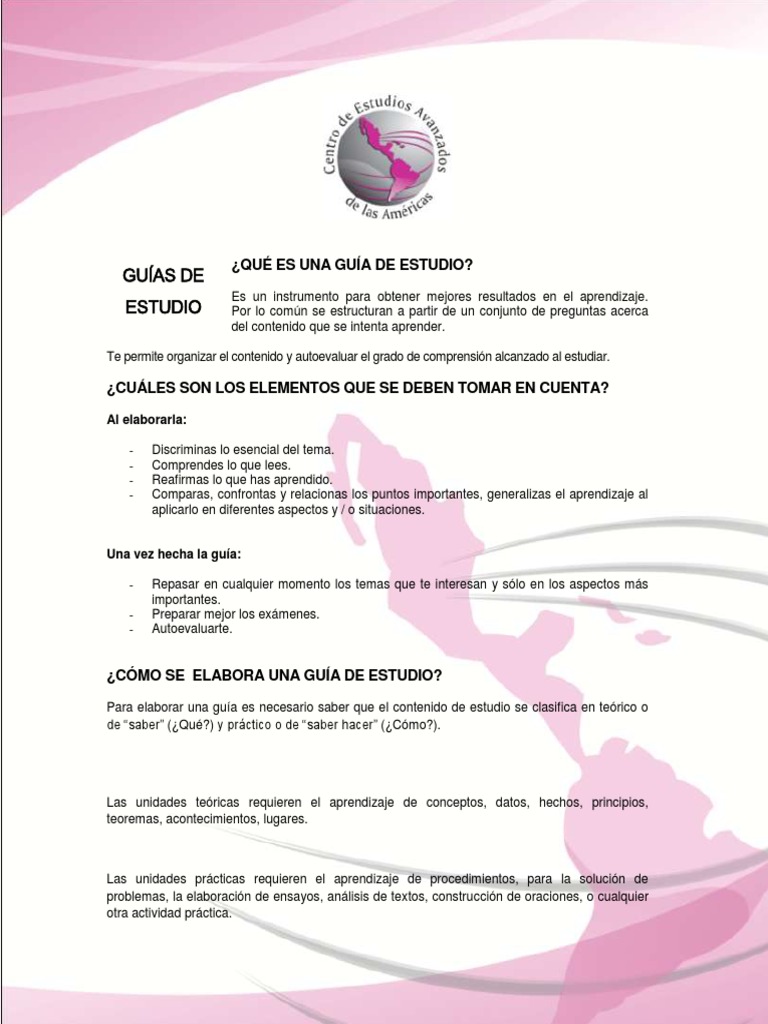 Como Hacer Una Guia de Estudio | PDF | Aprendizaje | Conocimiento Como Hacer Una Guia de Estudio | PDF | Aprendizaje | Conocimiento