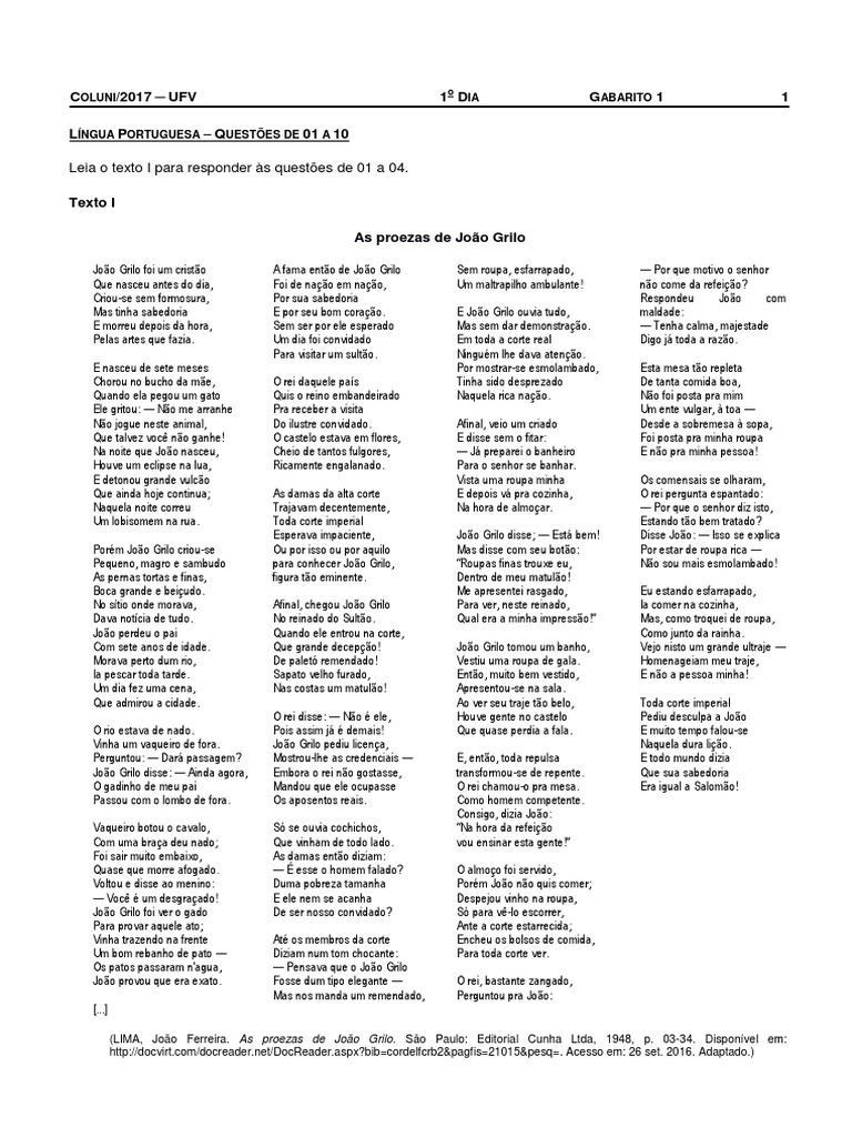 Análise do personagem João Grilo no cordel "As proezas de João Grilo ...