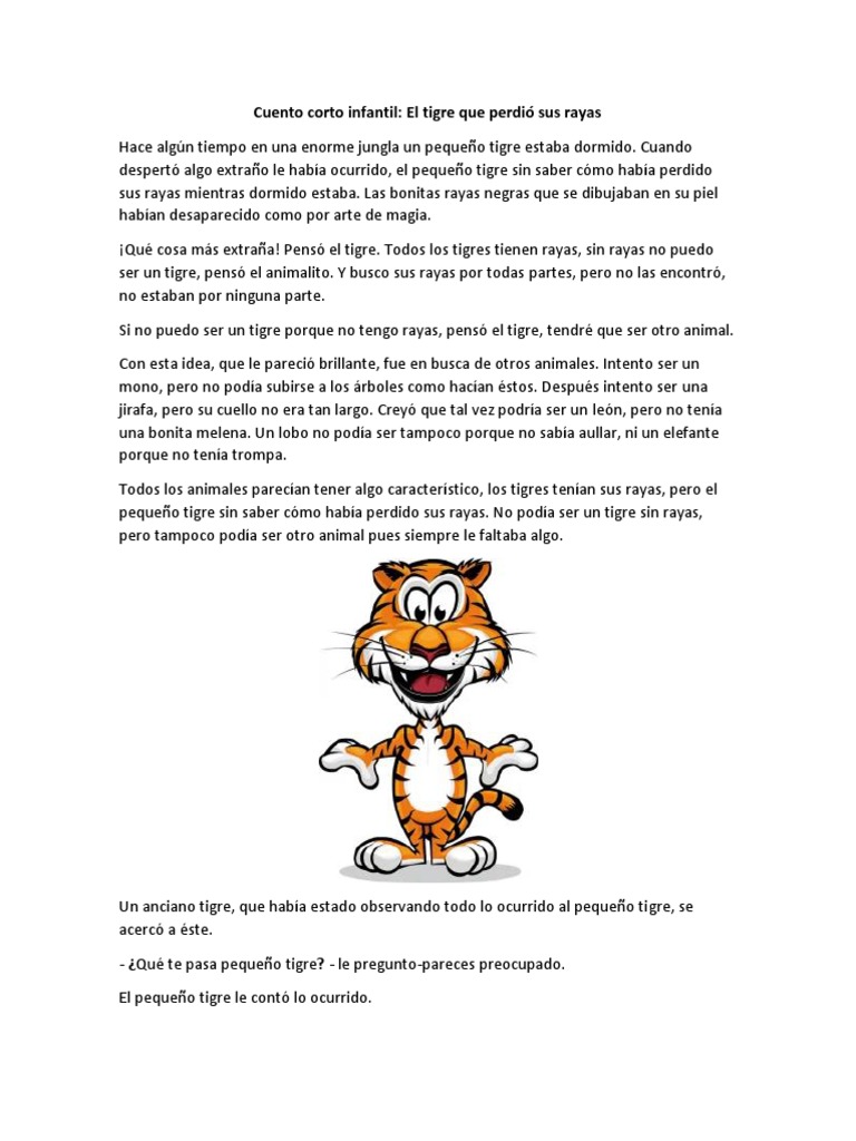 Cuento. EL TIGRE QUE PERDIO SUS RAYAS | PDF | Tigre | León