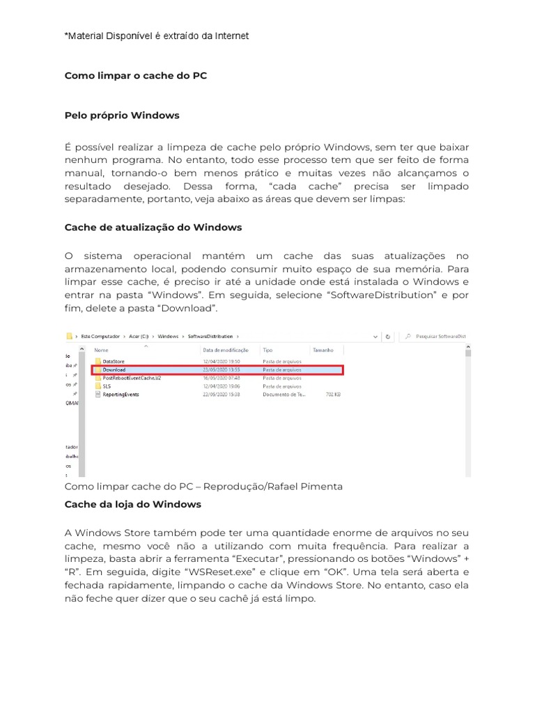 Como Limpar o Cache Do PC | PDF | Microsoft Windows | Cache (informática)
