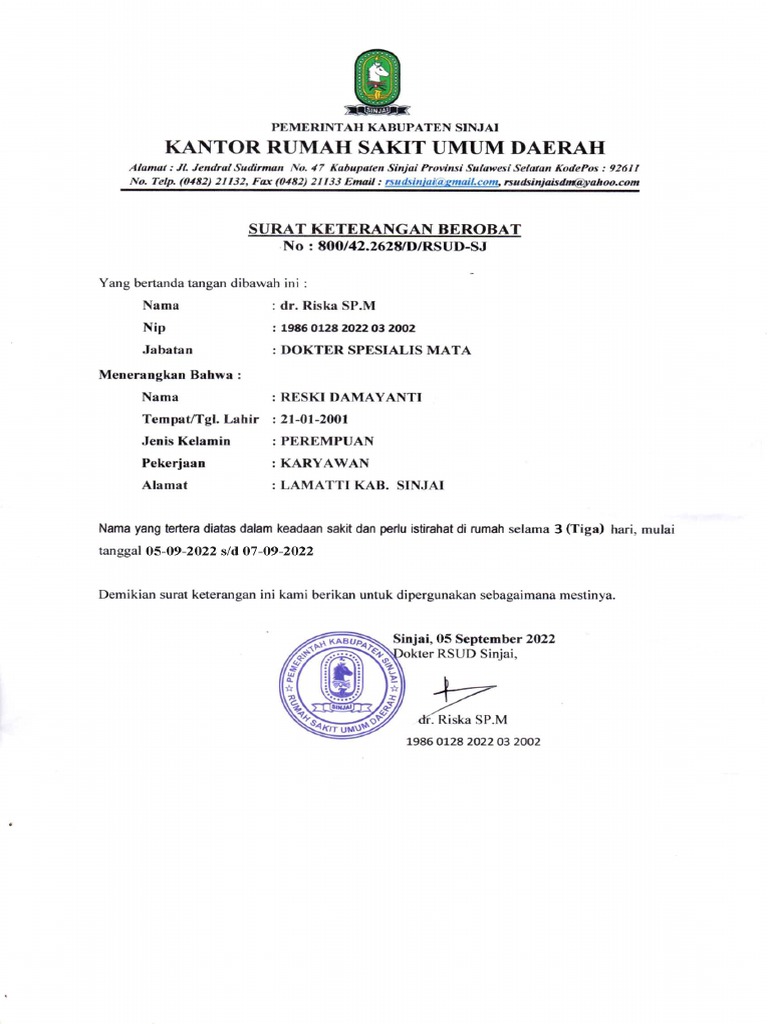 Surat Keterangan Berobat | PDF