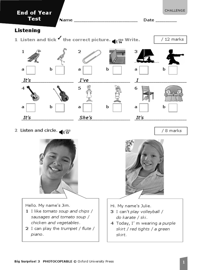 Teacher's Resource CD-ROM. Editable Test End of Year. Challenge Level | PDF