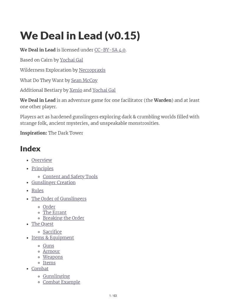 We Deal in Lead: A Dark RPG Guide | PDF | Shotgun | Revolver