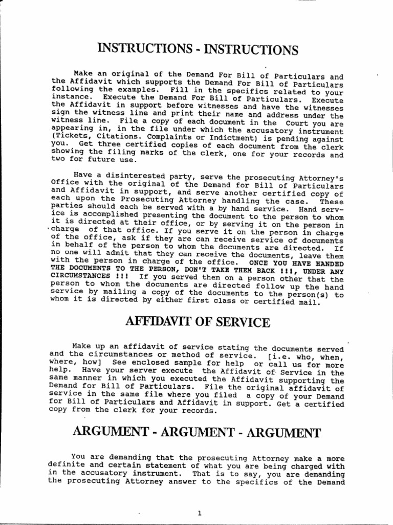 Demand for Bill of Particulars (With Affidavit in Support) | PDF