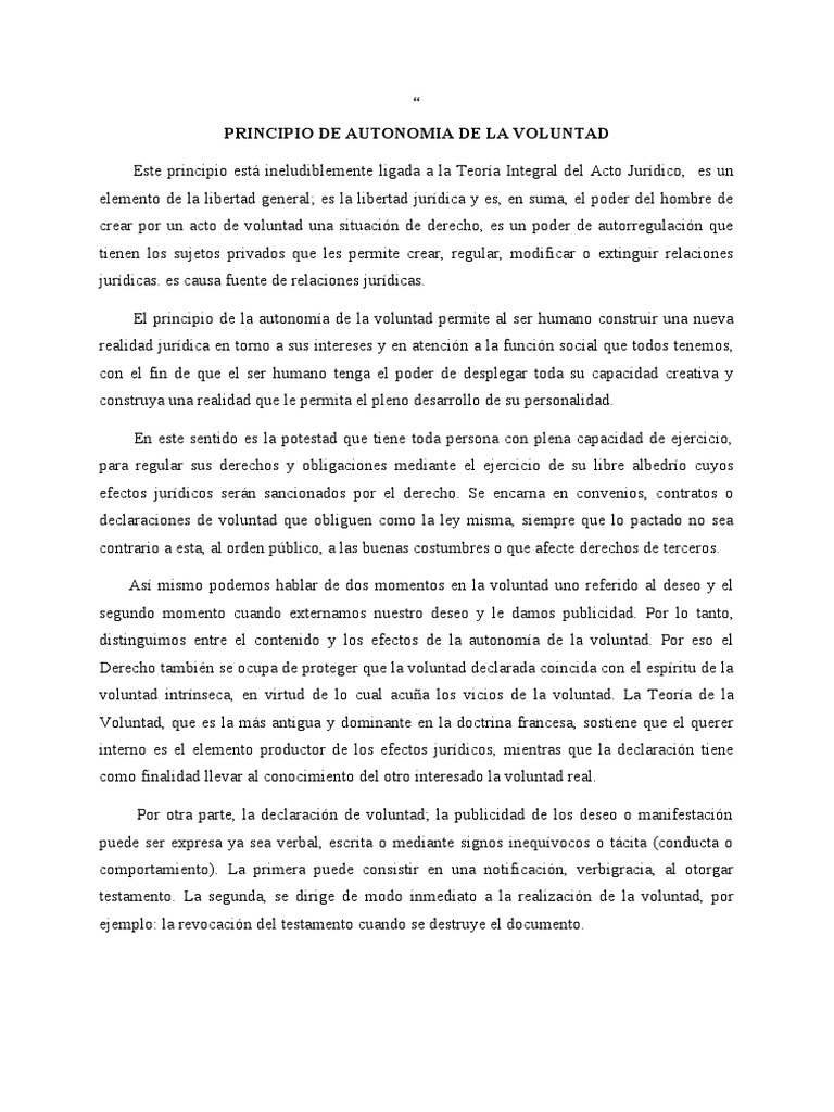 Principio de Autonomía de la Voluntad | PDF | Instituciones sociales ...