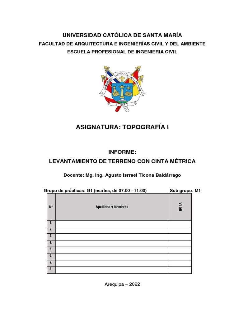 Ejemplo Informe Levantamiento Con Cinta Metrica | PDF | Triángulo | Azimut