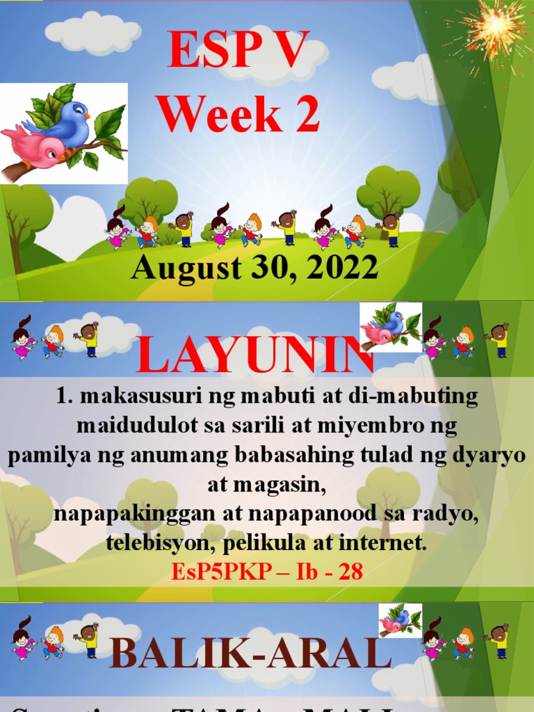 Esp V Week 2: August 30, 2022 | PDF