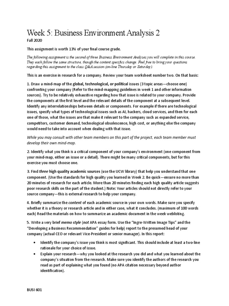 Environmental Analysis 2 | PDF | Apa Style | Citation