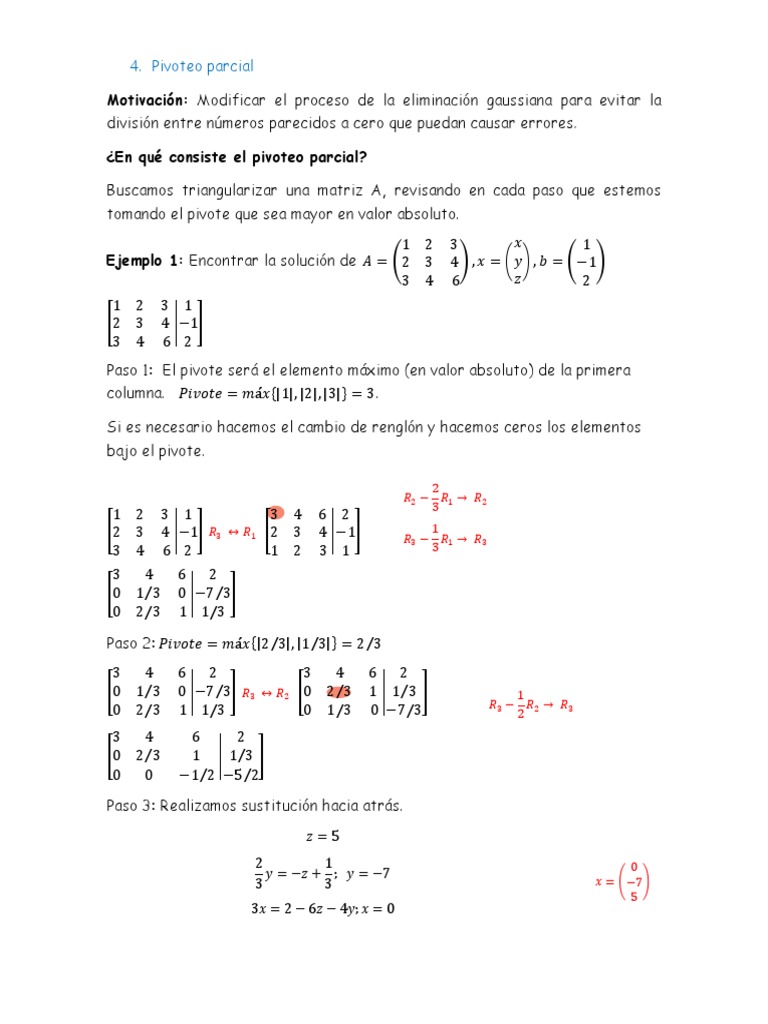 Pivoteo Parcial | PDF | Matriz (Matemáticas) | Factorización