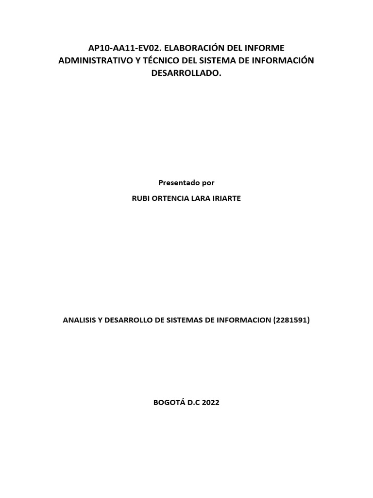 Informe Técnico Rubi Lara .Zip | PDF | Usuario (informática) | Apoyo