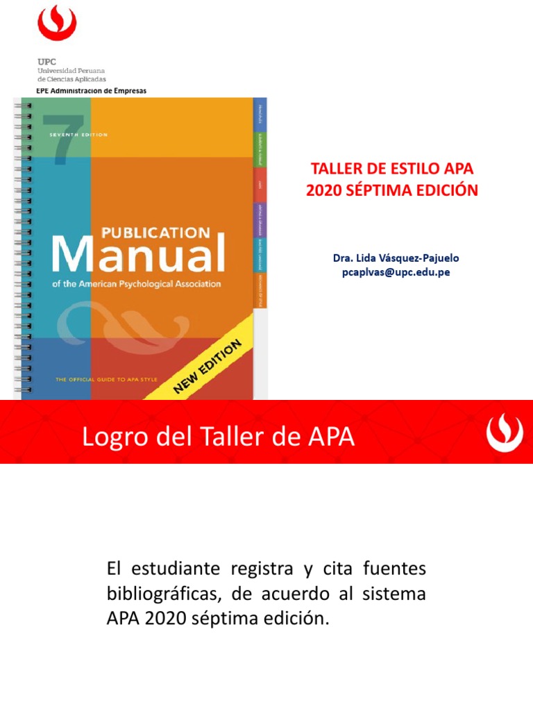 Taller de Estilo APA 2020 (7 Ed.) | PDF | Estilo apa