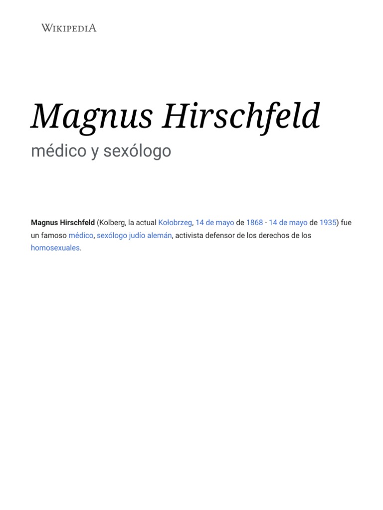 Magnus Hirschfeld: Pionero del Activismo LGBTI | PDF | LGBT | Estudios ...