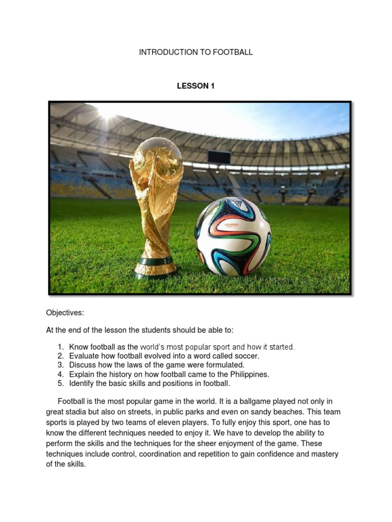 Football Lesson 1 and 2 Intro, History and Basic Skills | PDF | Sports ...